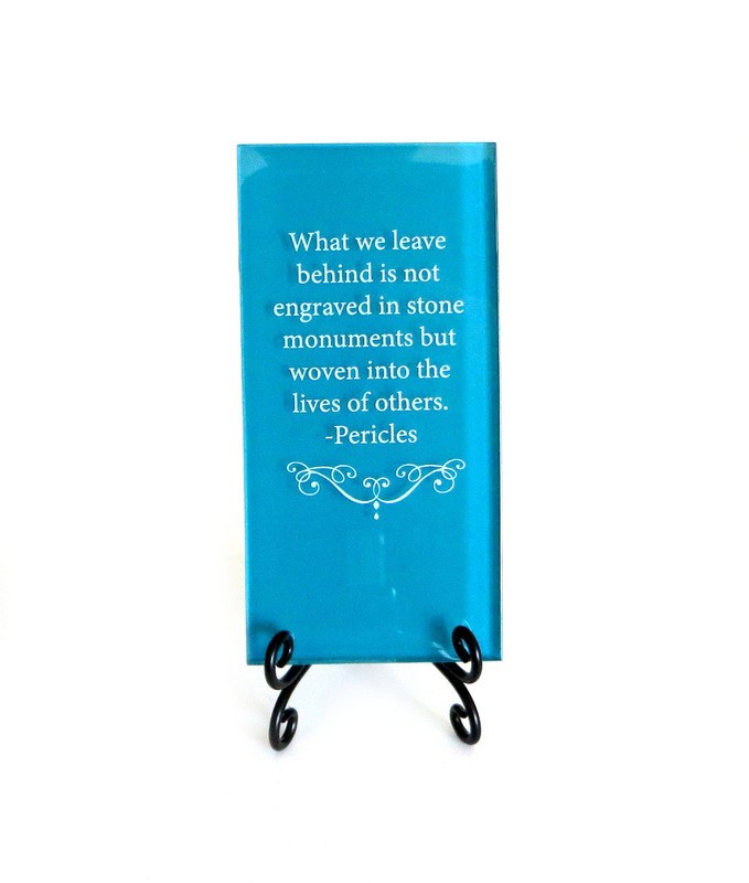 Teal Leave Behind Glass Plaque